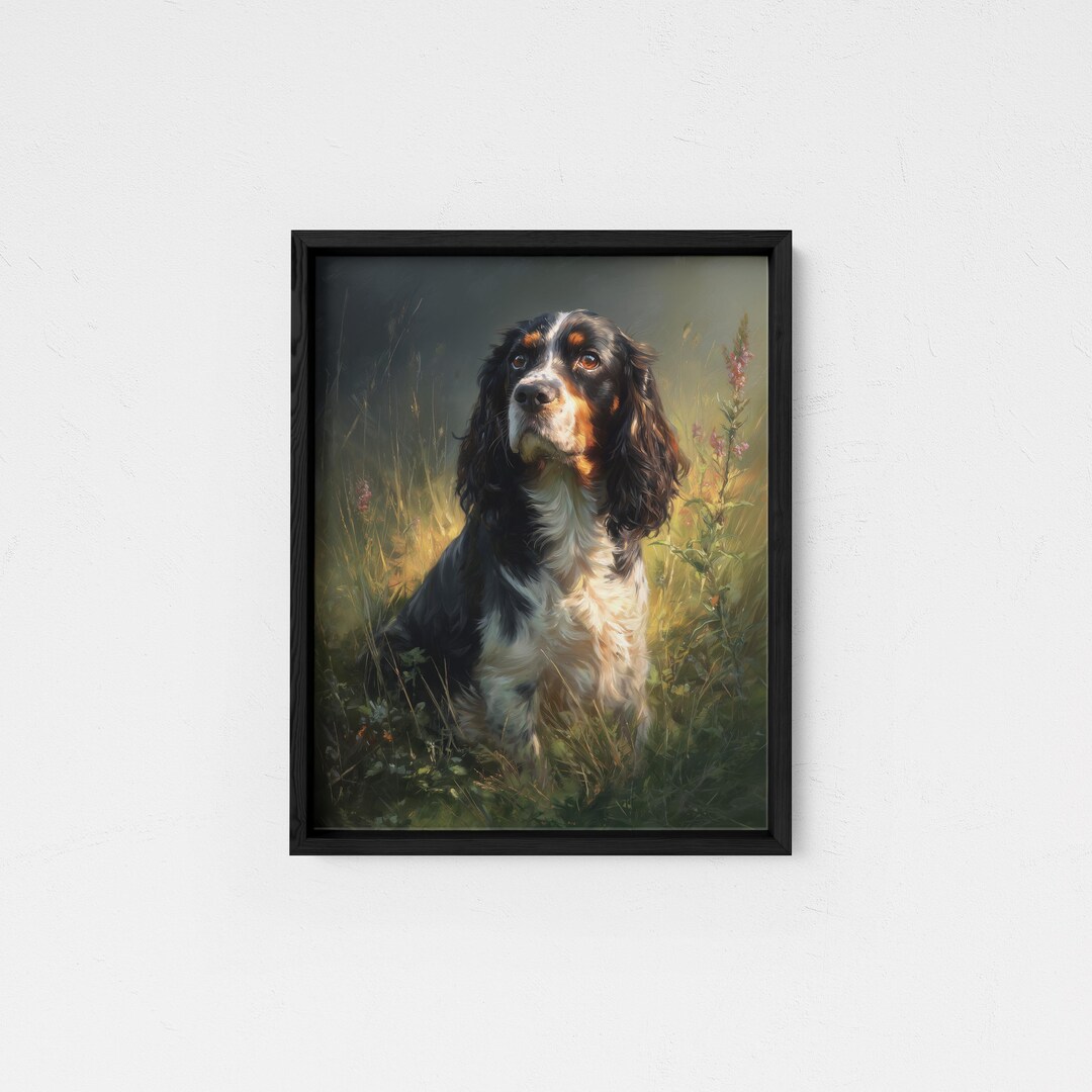 English Cocker Spaniel Oil Painting Print Framed Poster or Canvas Dog ...