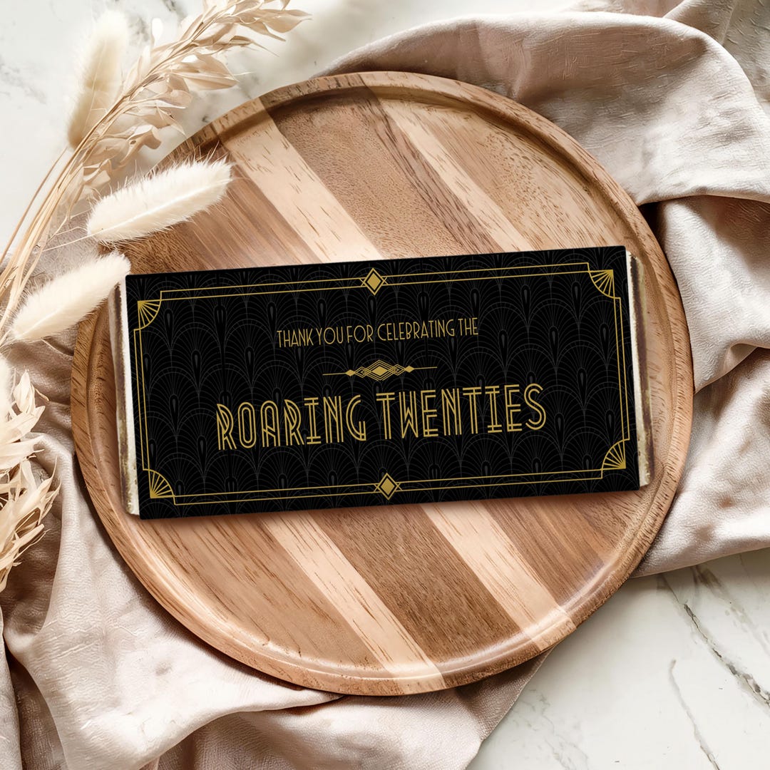 Roaring 1920's Gatsby Chocolate Bar Wrapper, Canva Self-editable ...