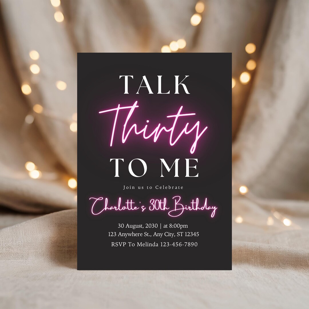 Thirty Birthday Invitation, Printable Digital Invitation, Talk Thirty ...