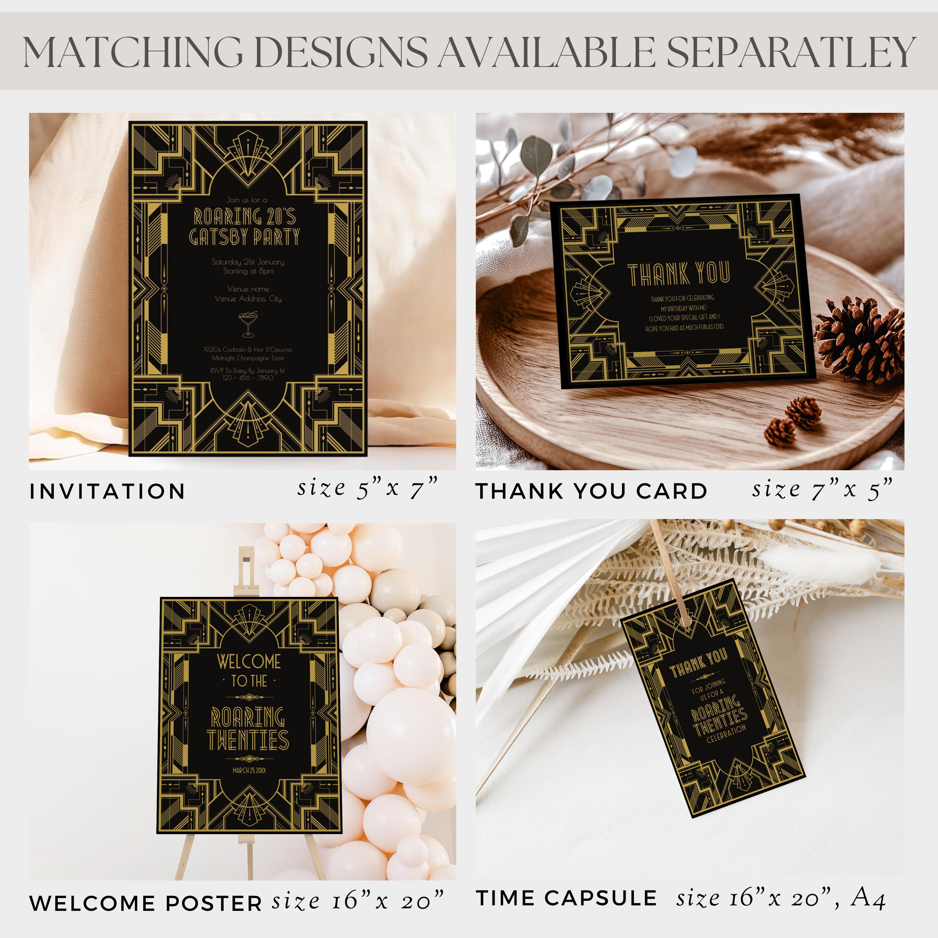 Roaring 1920's Gatsby Birthday Invitation, Canva Self-editable Birthday ...