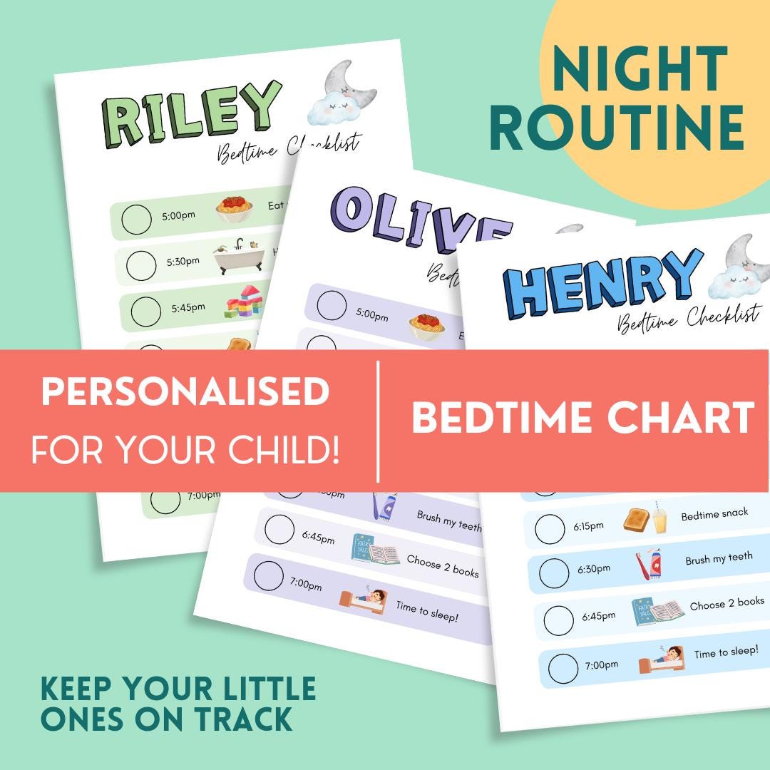 Evening Routine Chart for Toddlers – Digital Download | Customisable ...