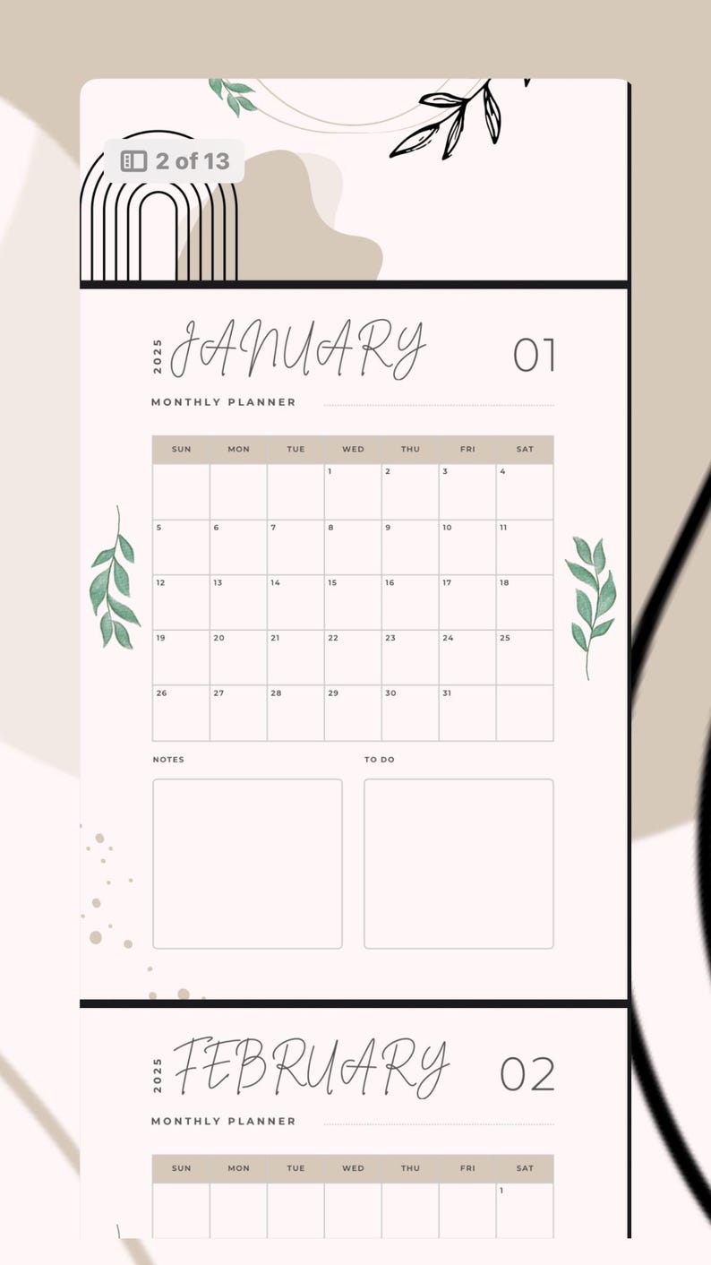 2025 Minimalist Monthly Planner | Simple Calendar Printable PDF ...