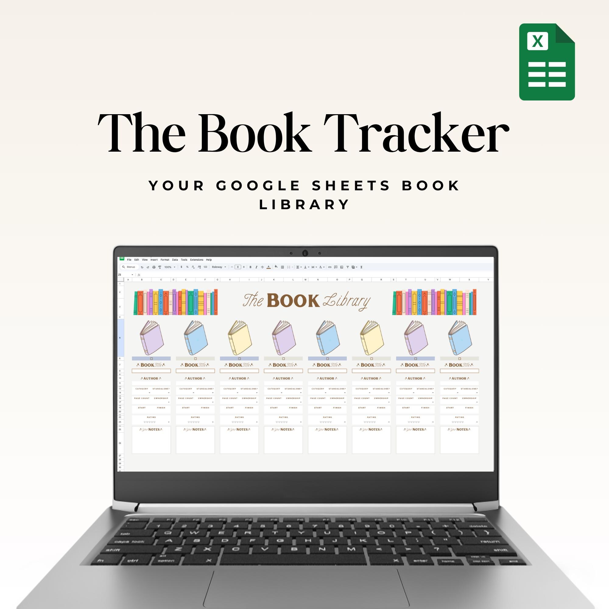 Book Tracker | Digital Reading Log, Google Sheets (one-page) - Etsy