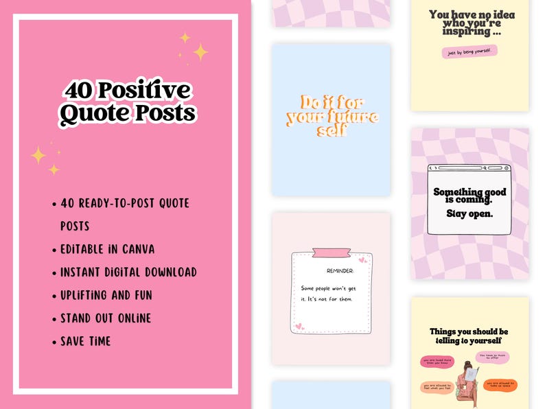 Positive Instagram Quote Templates: Pastel Social Media Content (canva ...