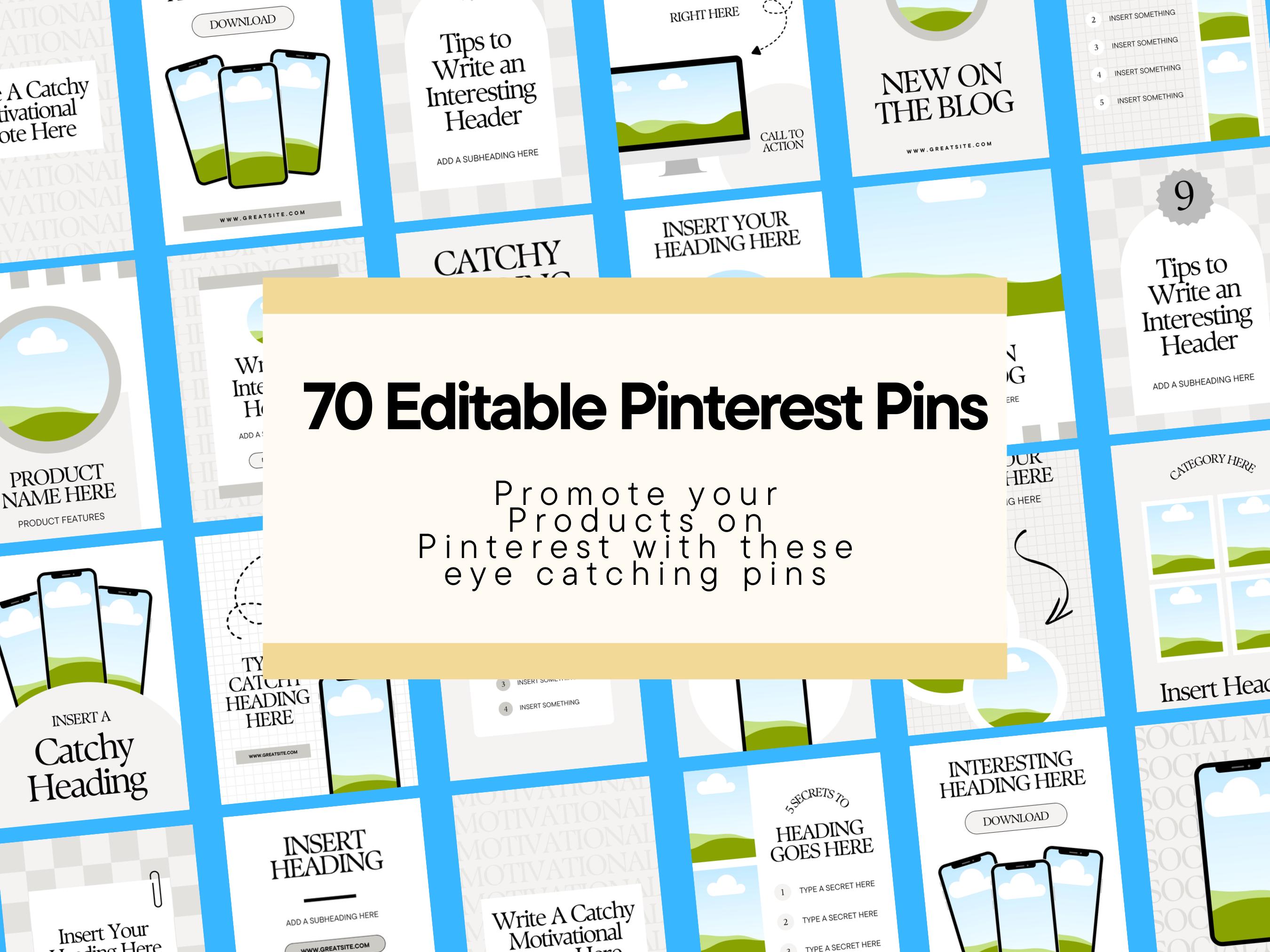 70 Minimal Pinterest Pin Mockup Templates | Canva Editable (digital ...
