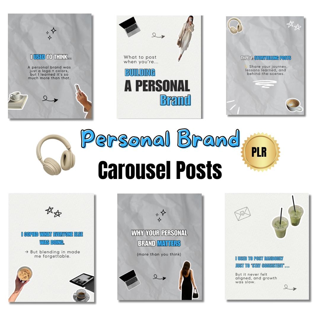 Personal Brand Carousel Templates for Instagram (edit in Canva) PLR - Etsy