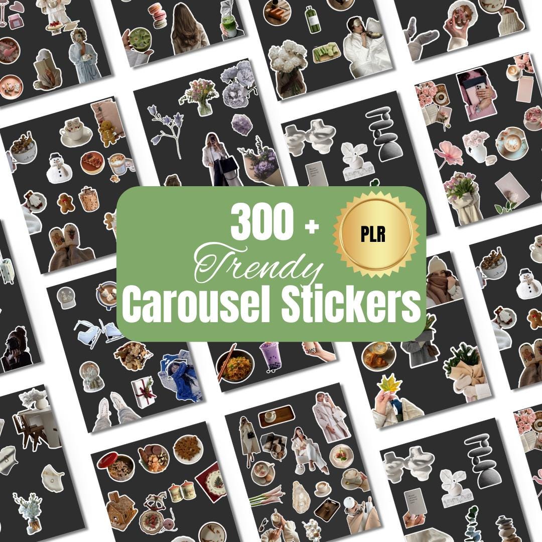 300+ Aesthetic Digital Stickers for Instagram Posts and Carousels PLR ...