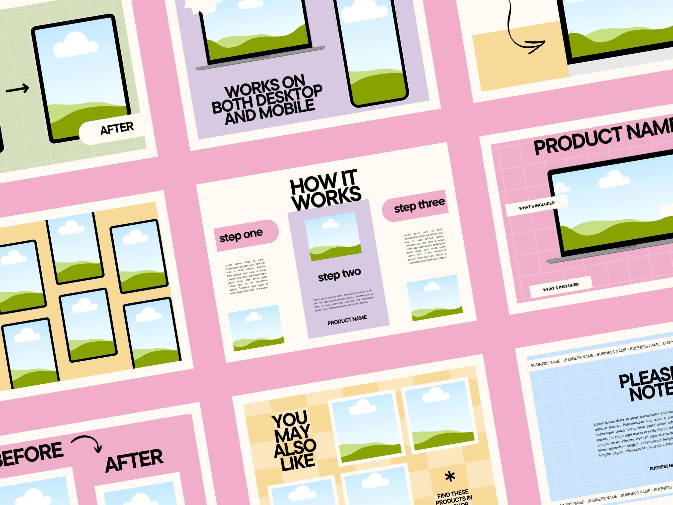 Pastel Etsy Listing Mockup Templates: Edit in Canva - Etsy