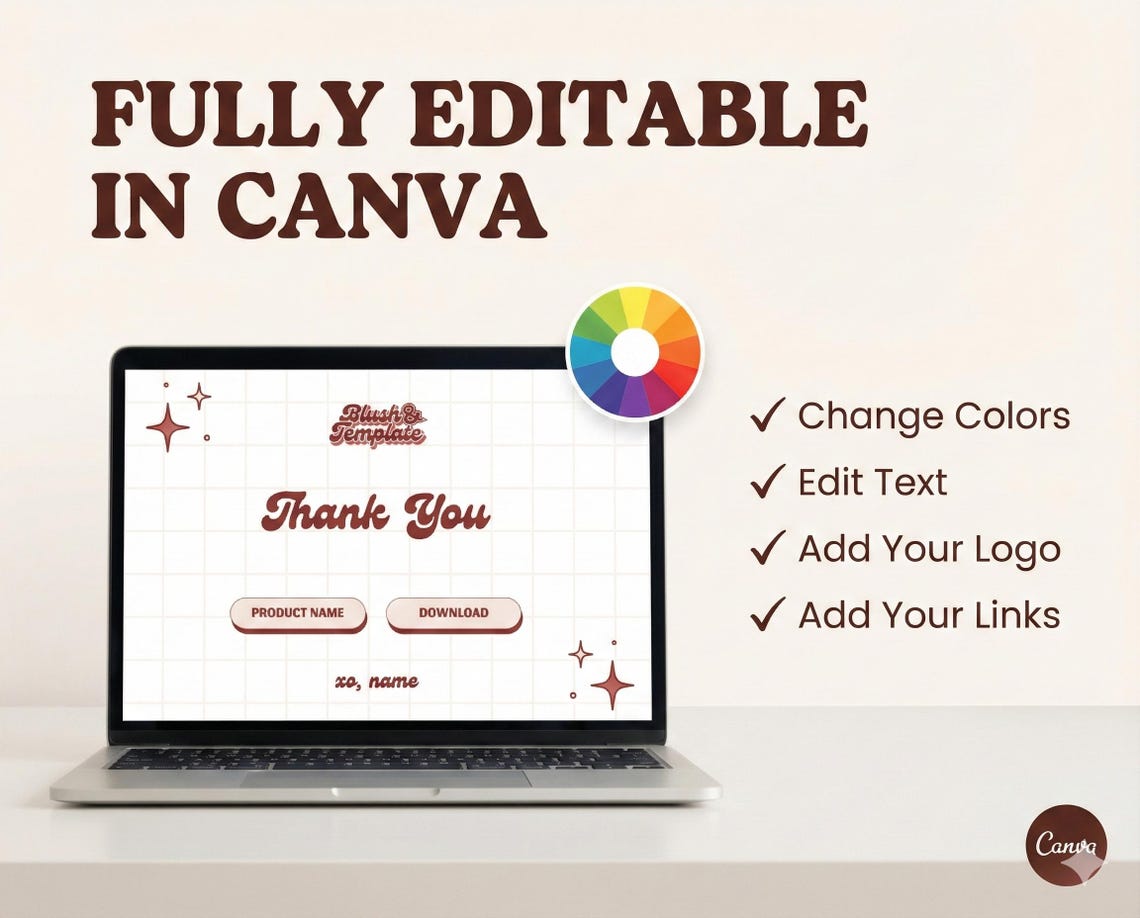 Etsy Digital Product Thank You Canva Template, Digital Download Link ...
