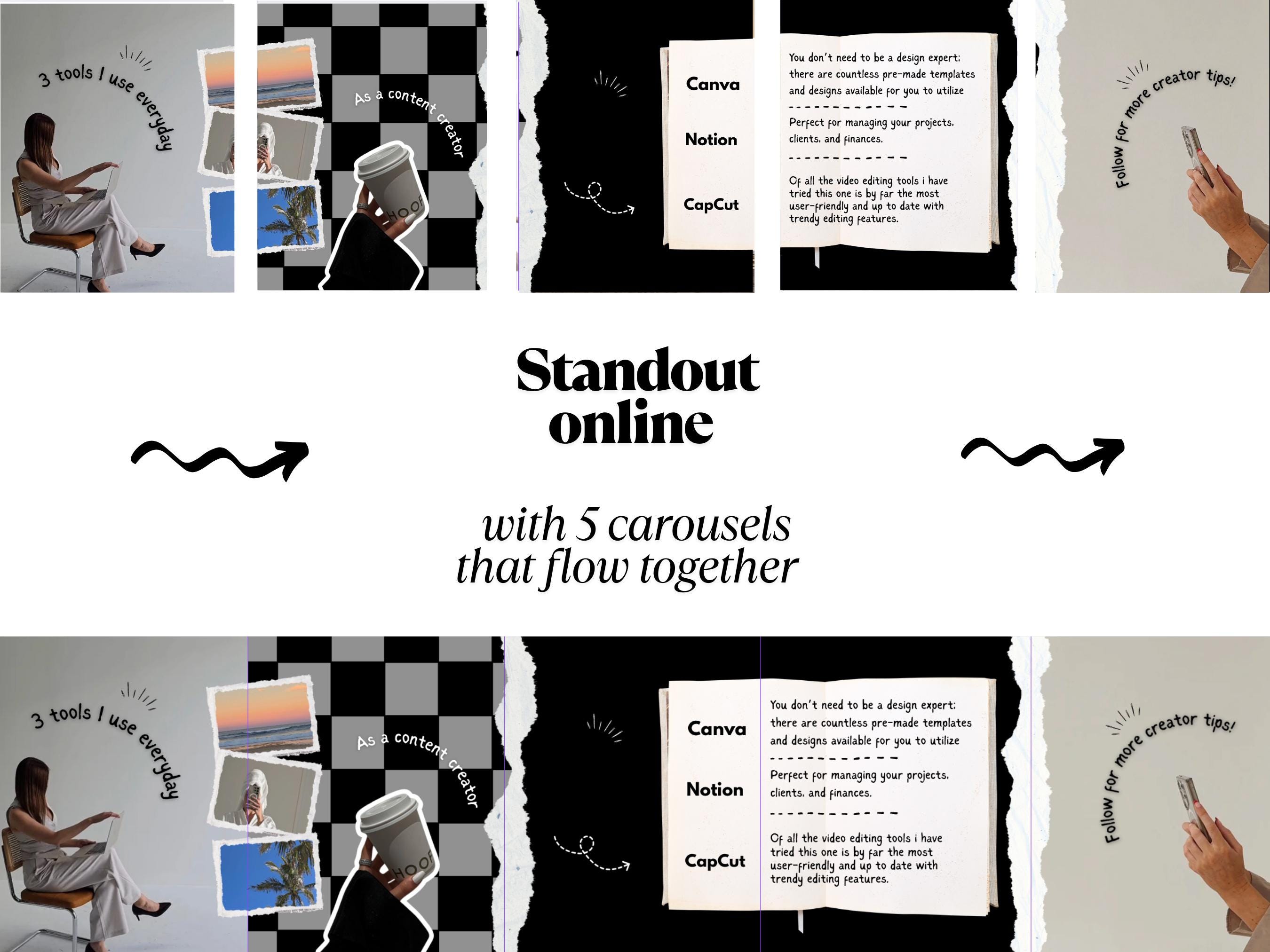 Seamless Canva Carousel Template: Instagram UGC Content Creator Kit ...