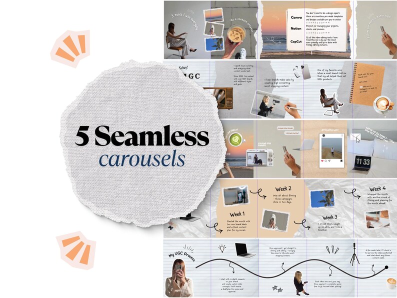 Seamless Instagram Carousel Template: Canva Content Creator Kit - Etsy