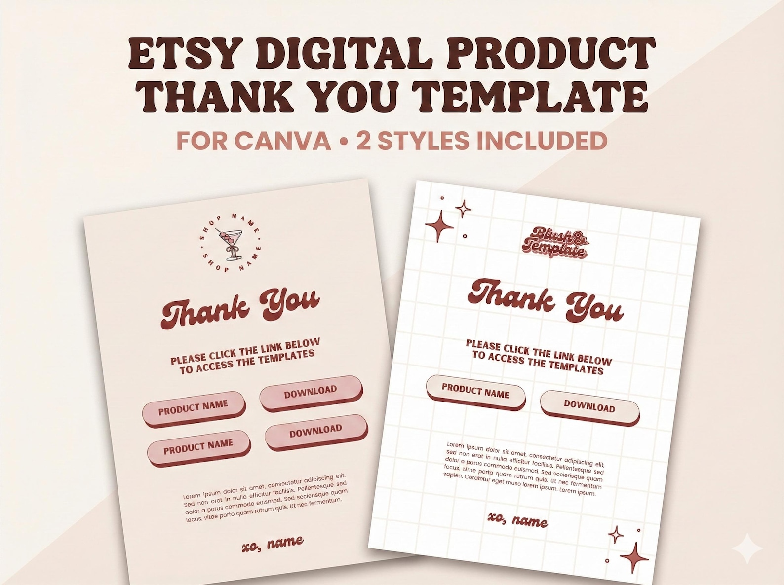 Etsy Digital Product Thank You Canva Template, Digital Download Link ...