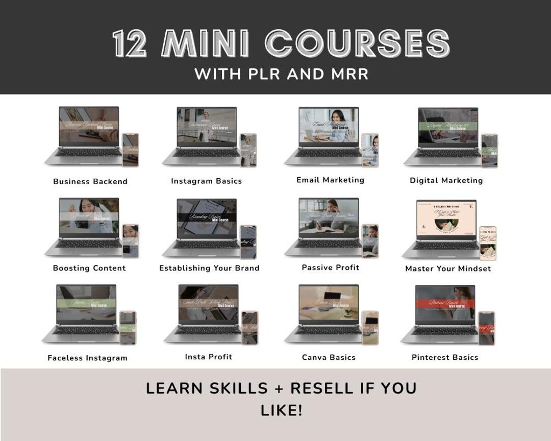 Digital Marketing Course Bundle | 12 Mini Canva Templates for Online ...