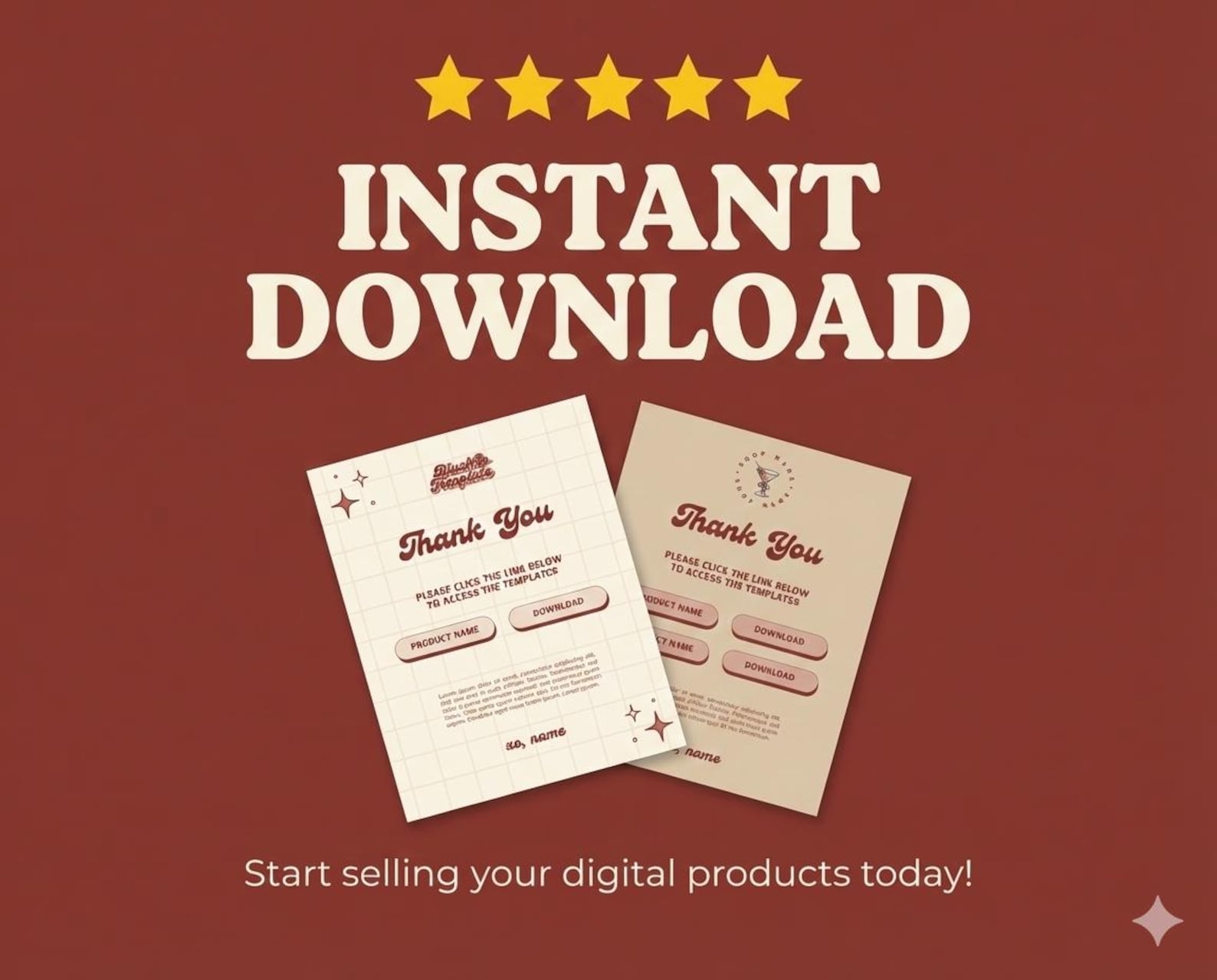Etsy Digital Product Thank You Canva Template, Digital Download Link ...