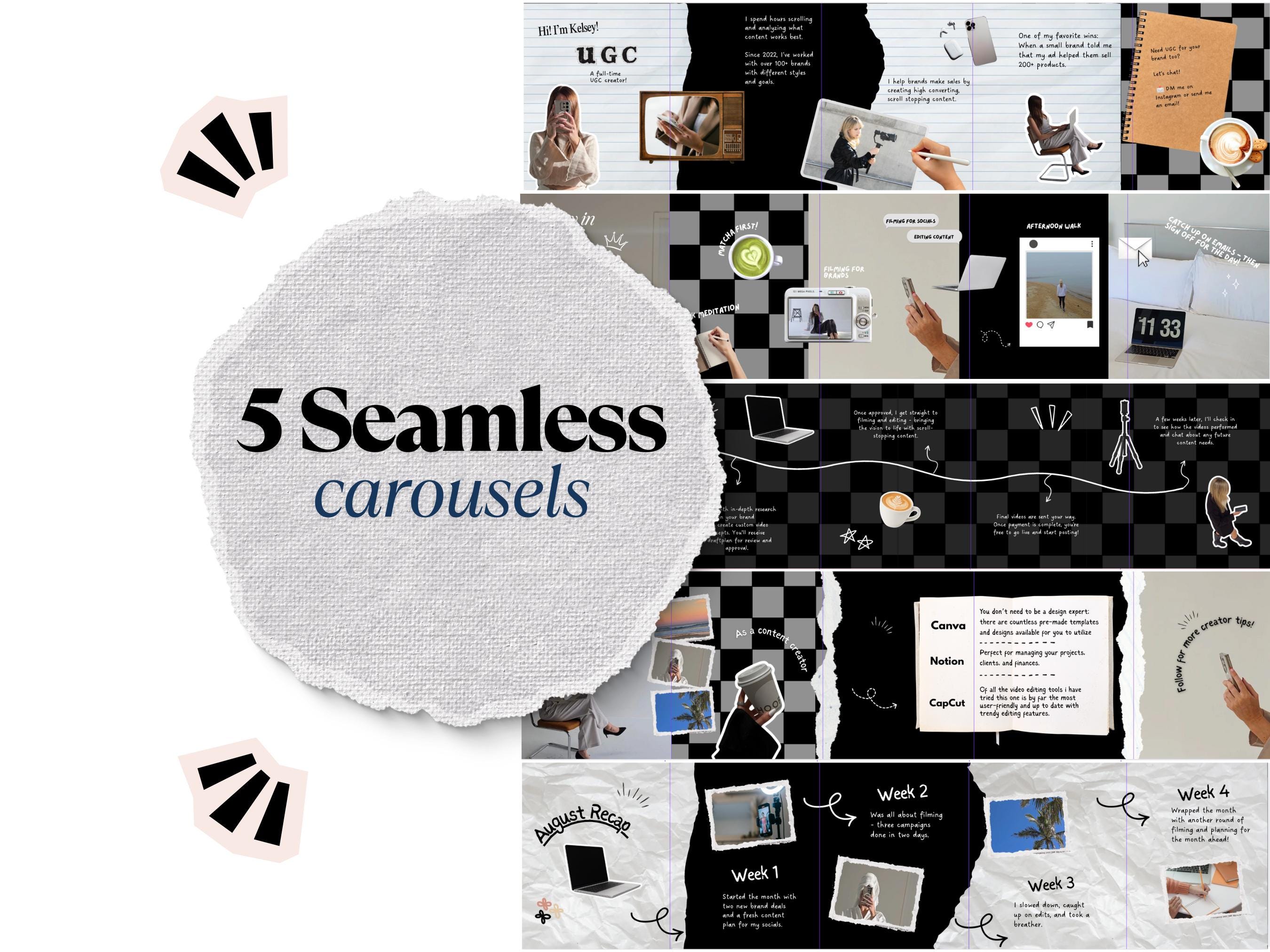 Seamless Canva Carousel Template: Instagram UGC Content Creator Kit ...