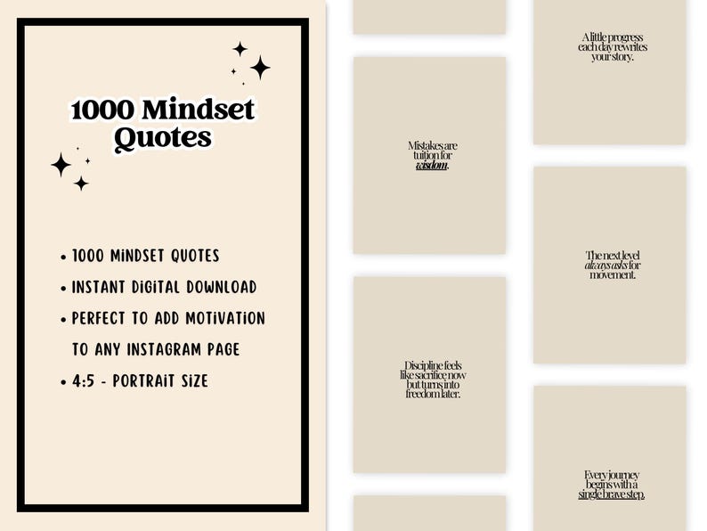 1000 Minimalist Mindset Quotes: Beige Instagram Templates (canva ...