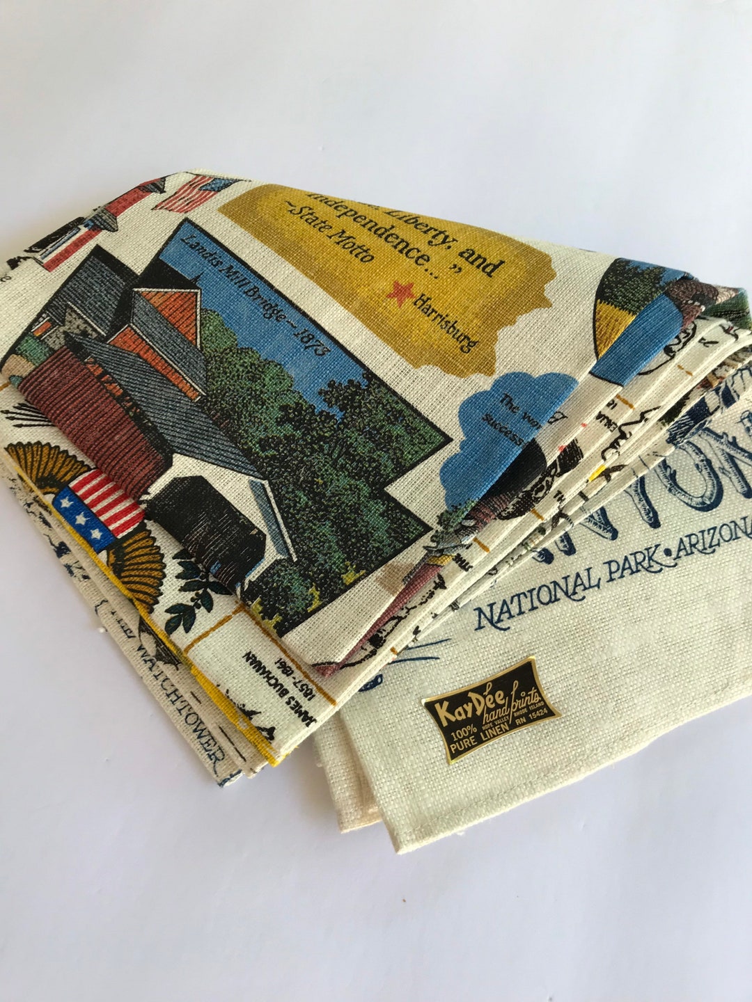 Linen Kay Dee Hand Prints Lot of 5 Assorted Napkin Towels - Etsy