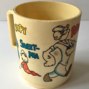 Popeye Olive Oil Wimpy Brutus Sweet-pea Plastic Kids Cup Deka 1971 - Etsy