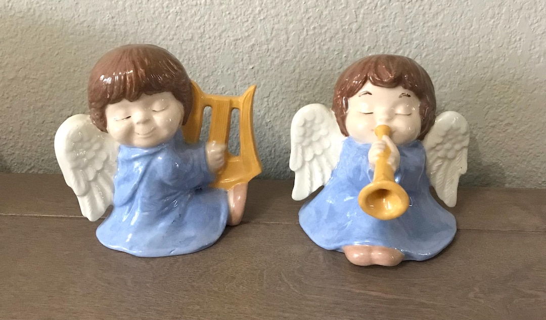 Pair of Vintage Baby Boy Angel Ceramic Figurines - Etsy