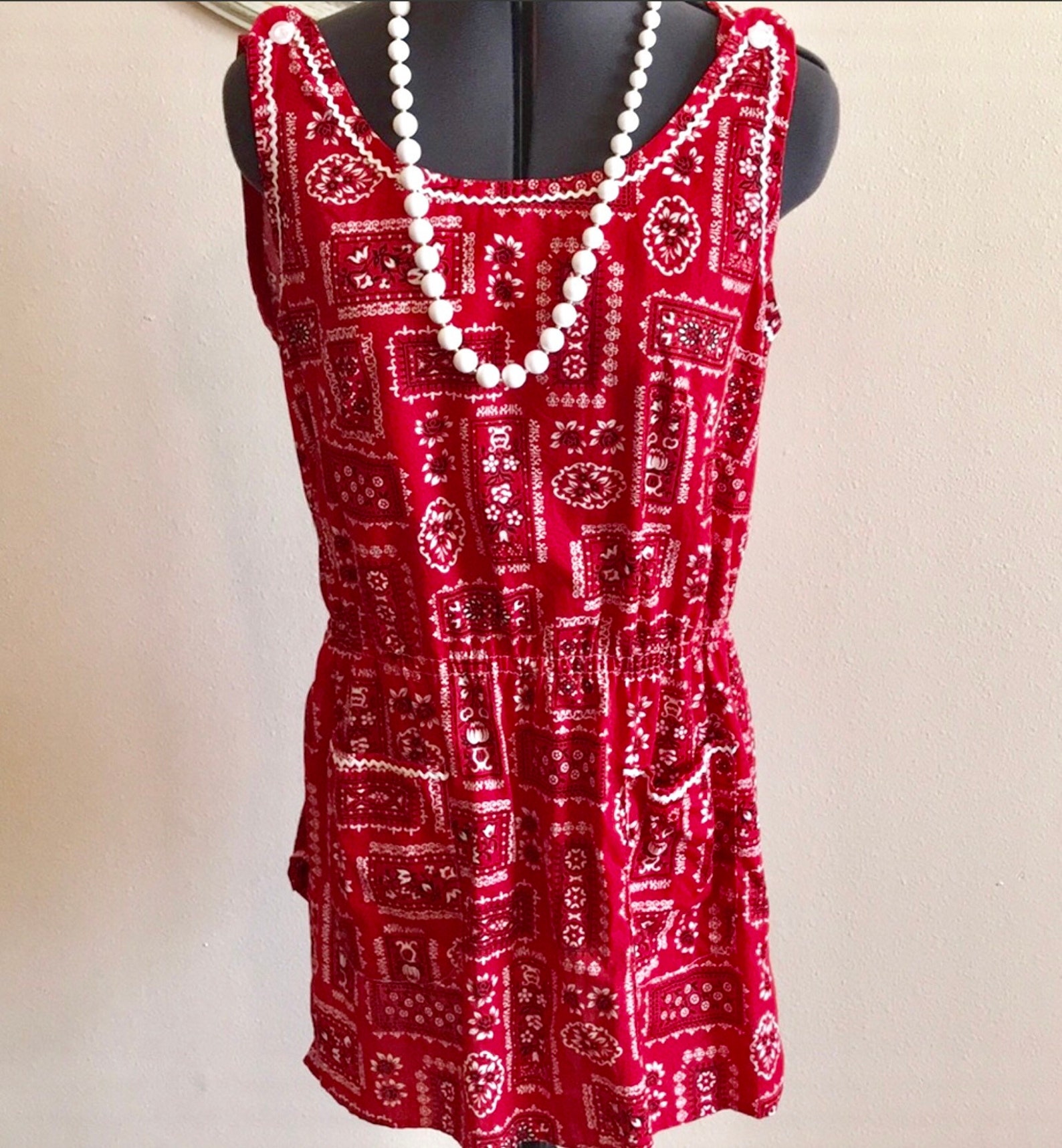 Bright Red Handkerchief Design Sleeveless Tunic Top | Etsy