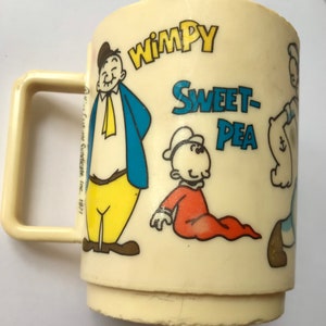 Popeye Olive Oil Wimpy Brutus Sweet-pea Plastic Kids Cup Deka 1971 - Etsy