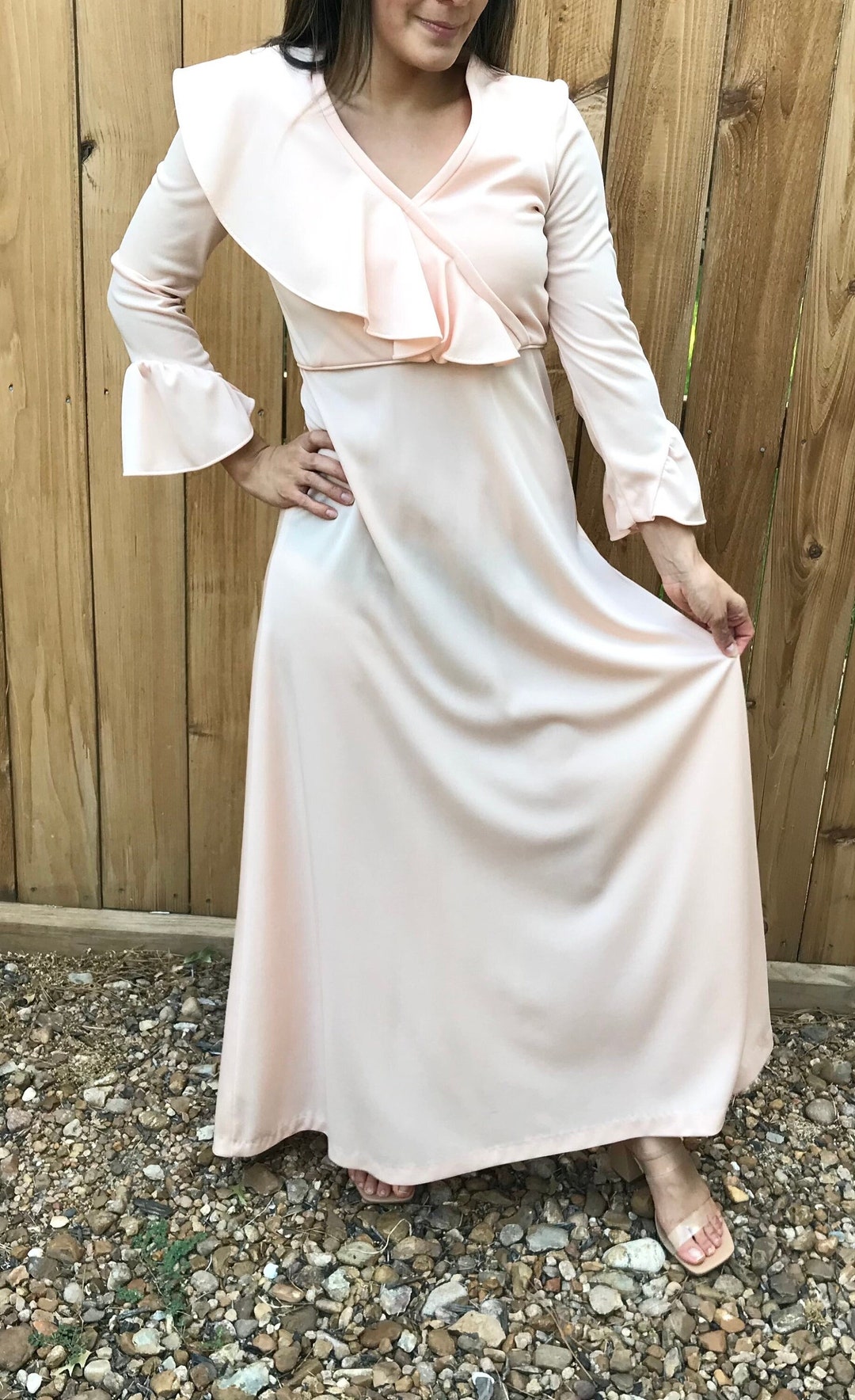 Justin Mccarty Maxi Peach Long Dress Size 10 - Etsy