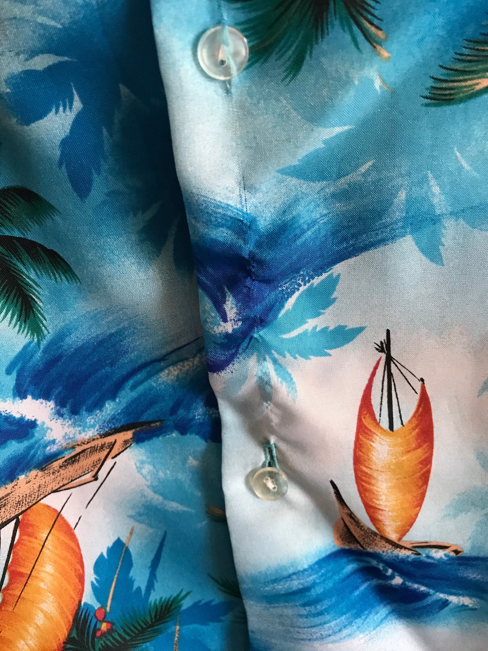 Kalena Fashions of Hawaii Luau Hawaiian Blue Button Front Shirt - Etsy