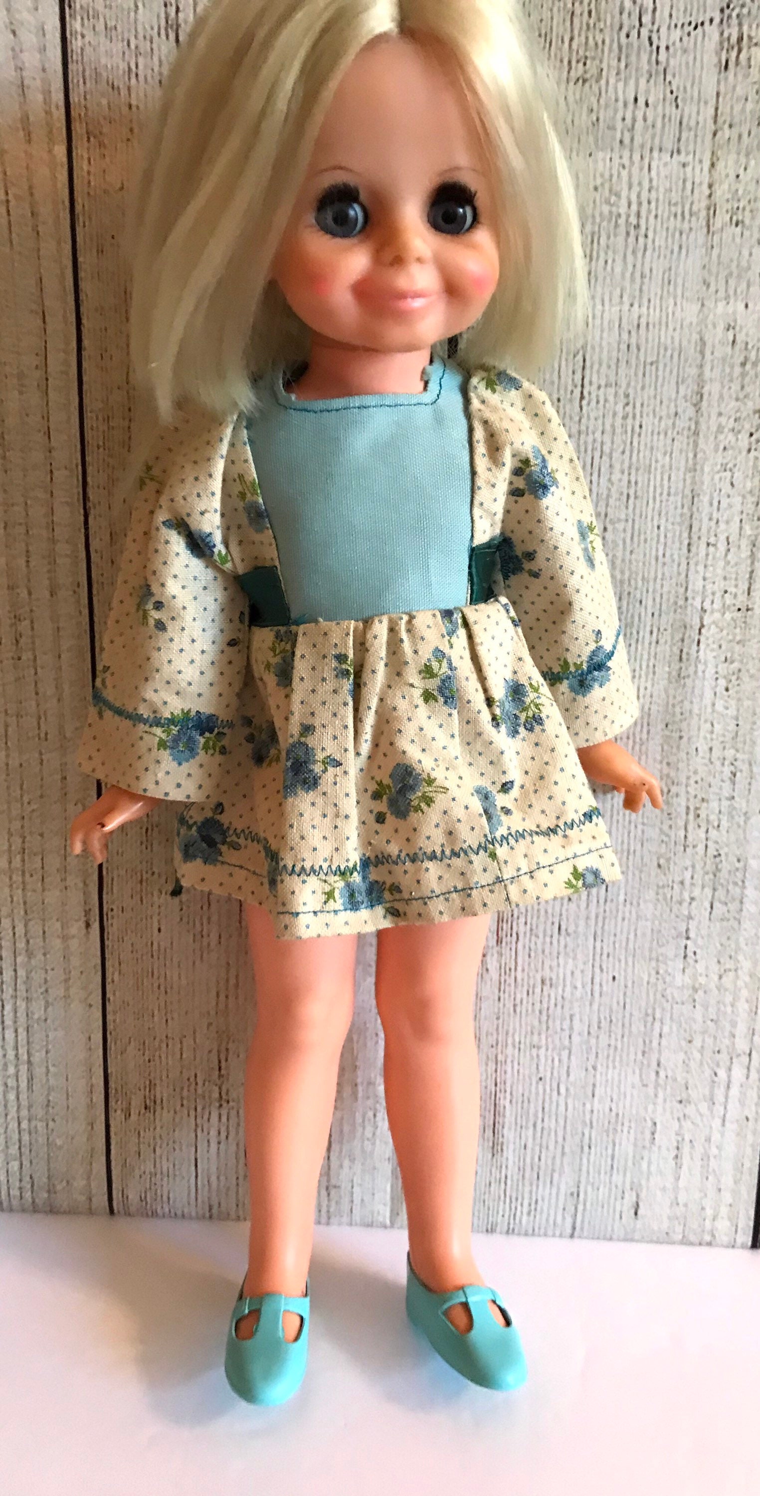Velvet Doll Vintage Handmade Smock Dress Blue T-Strap Shoes | Etsy