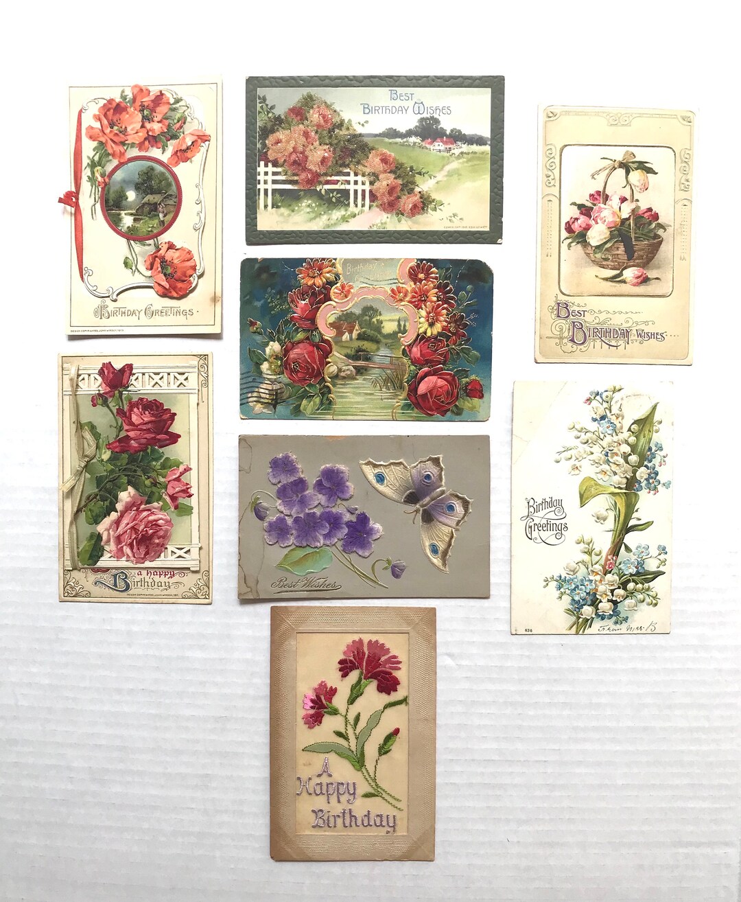 Antique Lot of 8 Happy Birthday Wishes Greetings Postcards 1900’s - Etsy