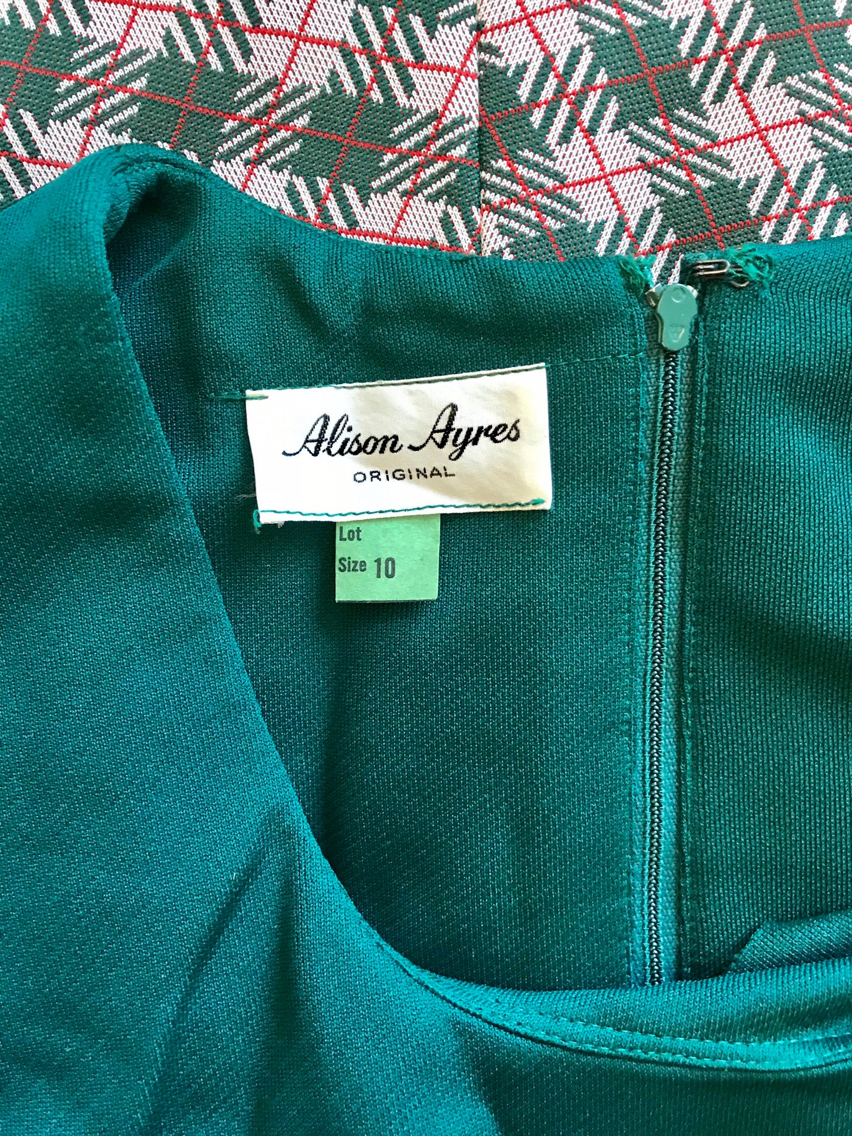 Alison Ayres Original Maxi Vintage Green Plaid Dress Size 10 | Etsy