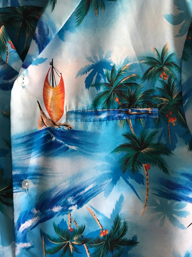 Kalena Fashions of Hawaii Luau Hawaiian Blue Button Front Shirt - Etsy