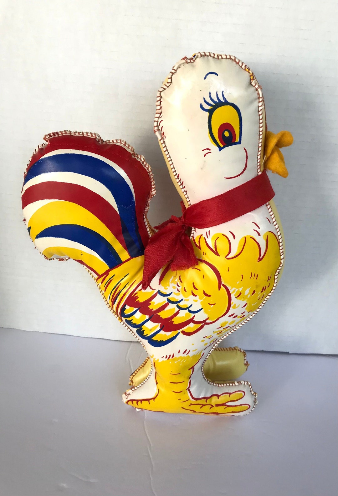 Vintage Oil Cloth Stuffed Chicken Toy - Etsy