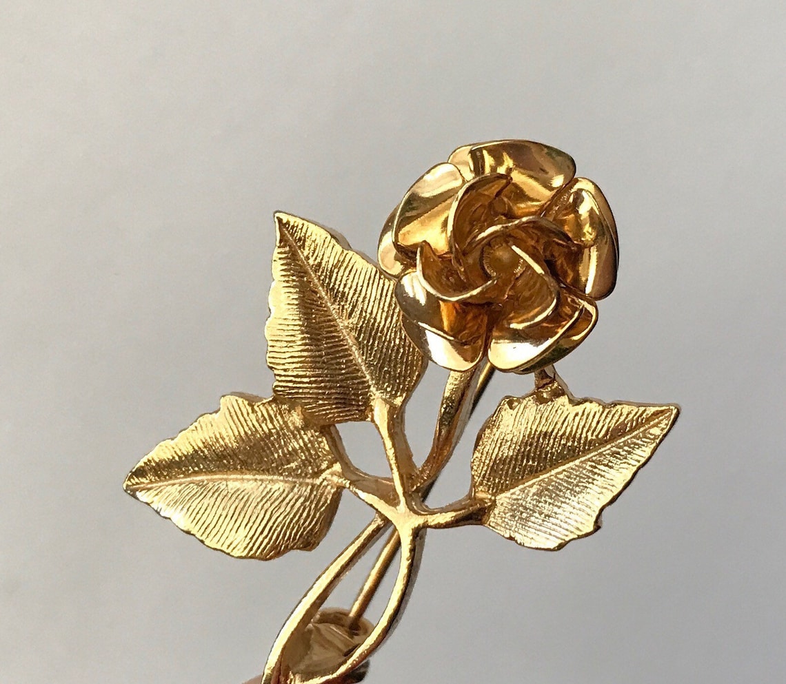 Set of Two Rose Flower Brooches Pin Jewelry Rafaelian Gold - Etsy