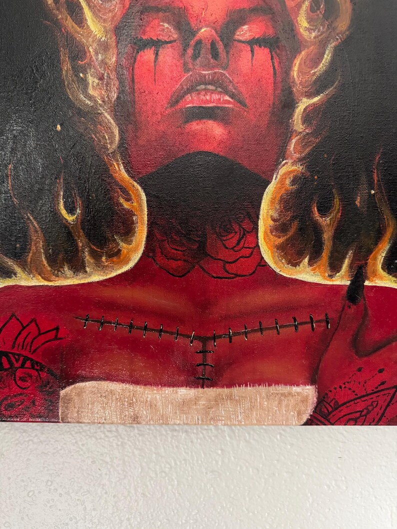 Scorn: Burning Heart Self Portrait, Original Oil Painting (16x20) - Etsy