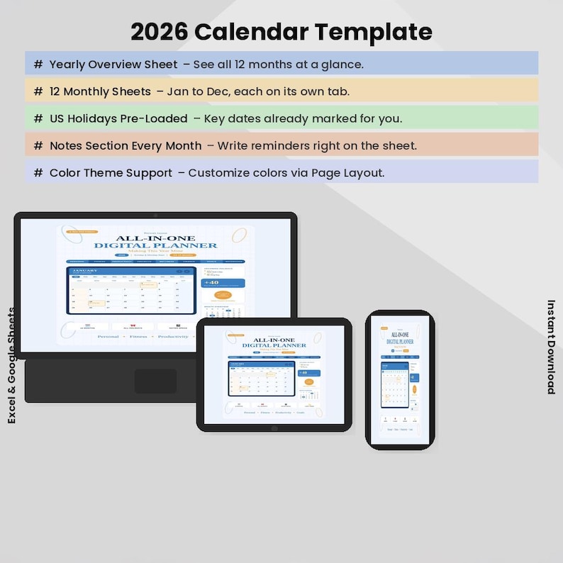 2026 Digital Planner Goodnotes Planner 2026 Daily & Weekly Planner Adhd ...