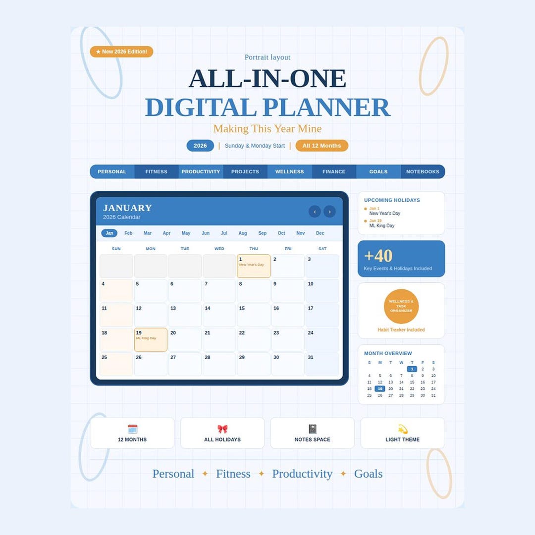 2026 Digital Planner Goodnotes Planner 2026 Daily & Weekly Planner Adhd ...