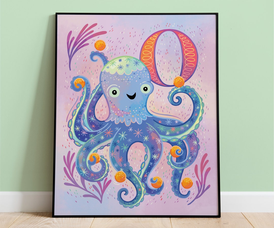Octopus Alphabet Art Print: Colorful Kids Room Decor - Etsy