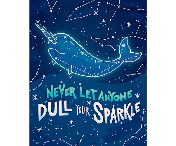 Narwhal Art / Inspirational Quote / Narwhal Illustration / | Etsy