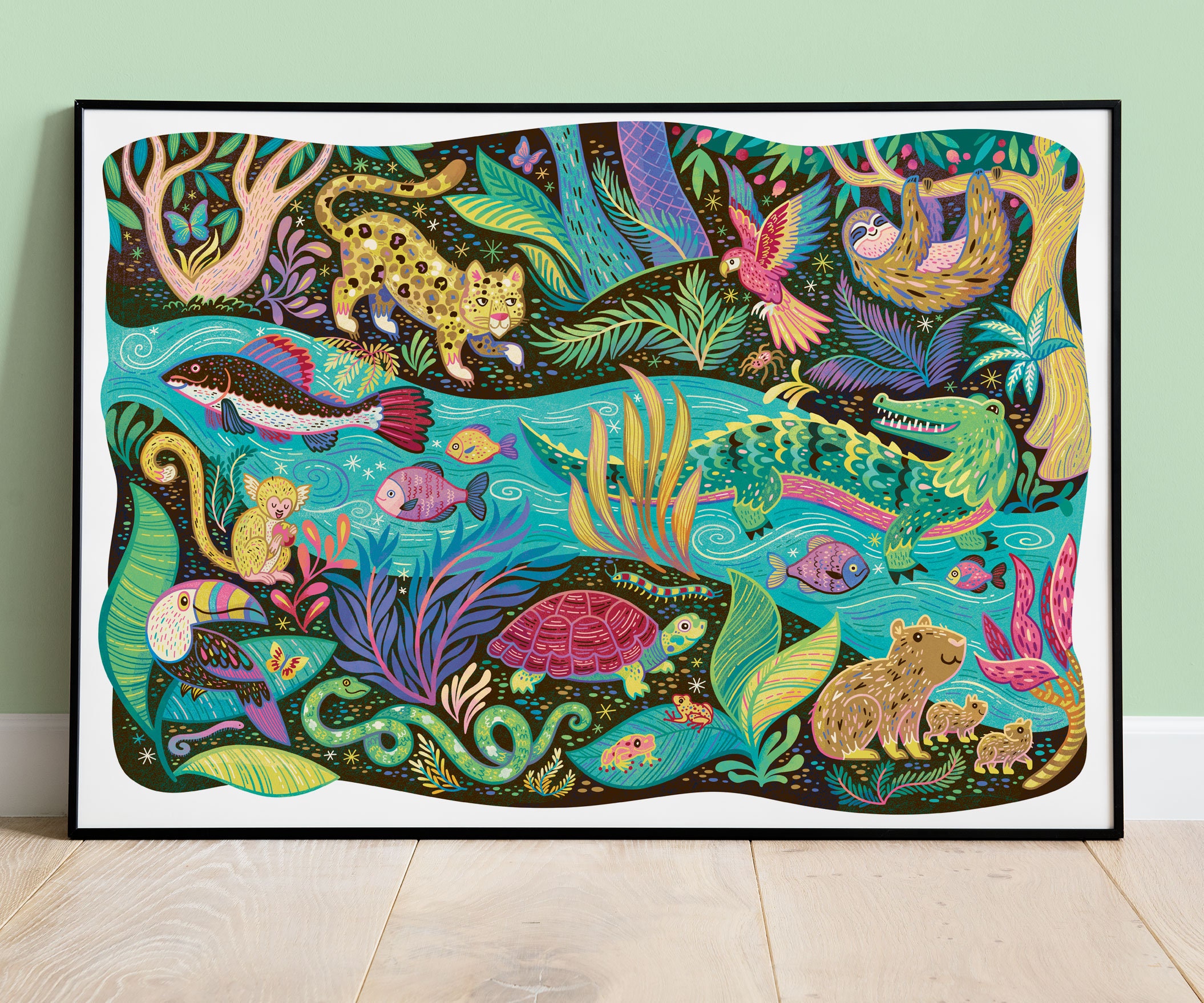 Amazon Rainforest Animals Print: Colorful Jungle Nursery Art - Etsy