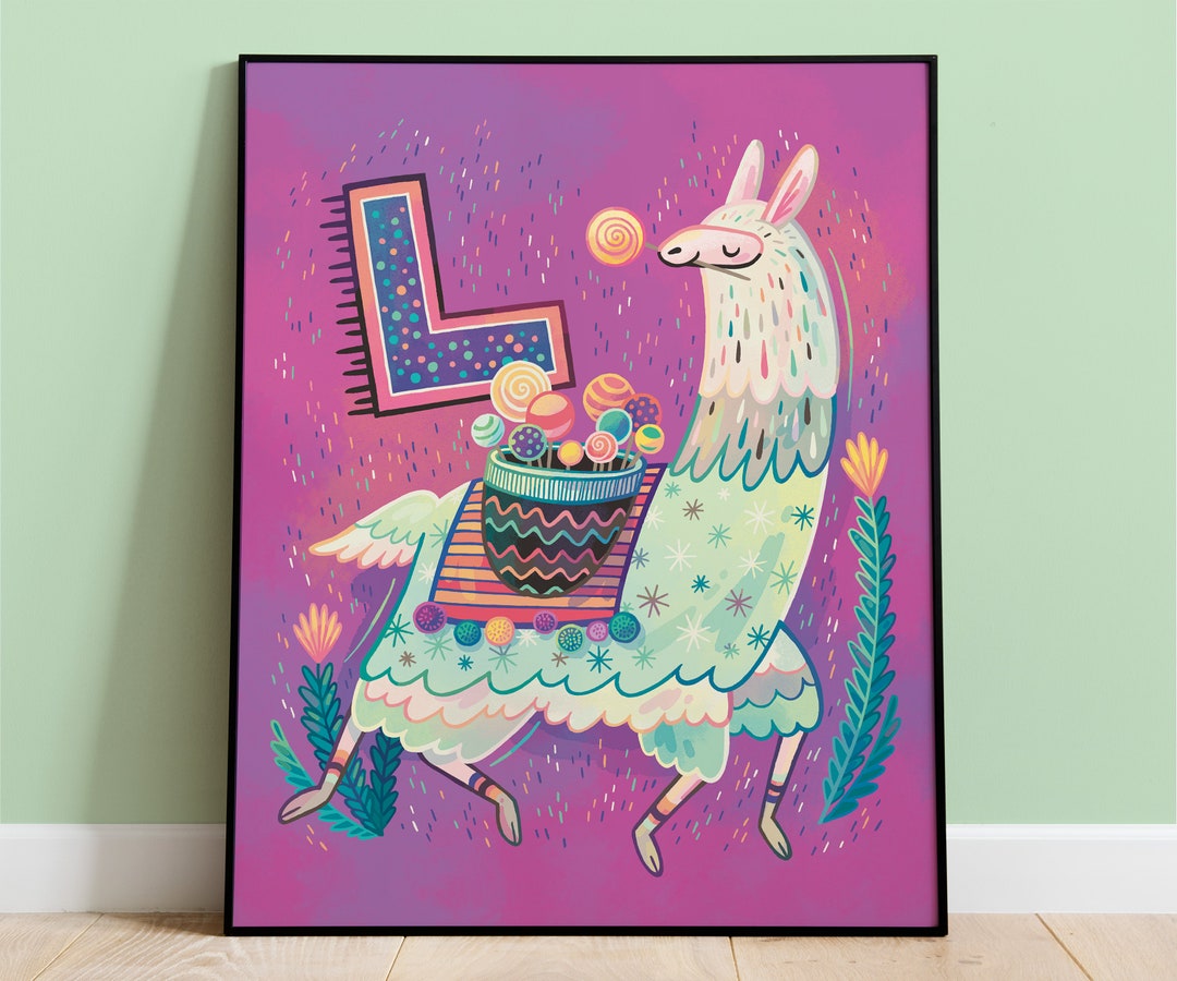 Llama Alphabet Nursery Art: Initial L Kids Room Decor - Etsy