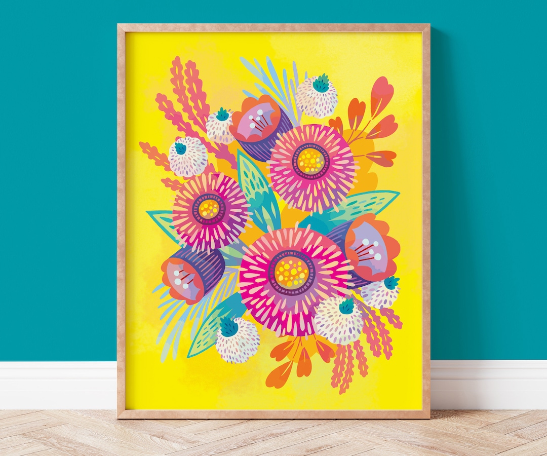 Bright Flower Art Print Colorful Floral Artwork for Wall - Etsy