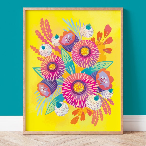 Bright Yellow Art - Etsy