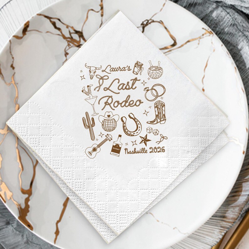 Western Bachelorette Party Napkins, Last Rodeo Cowgirl Bridal Shower ...