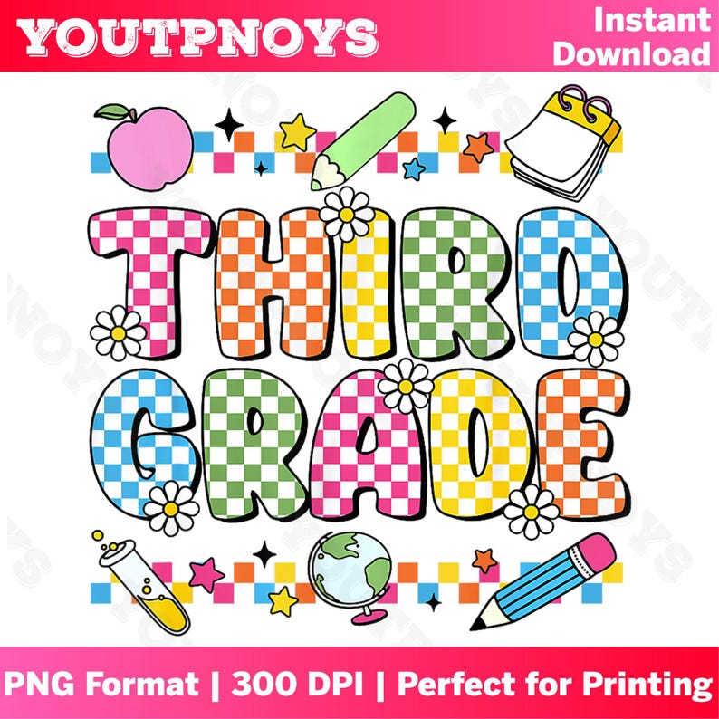 Third Grade Back to School Teachers Students Girls Boys Png, Retro Back ...