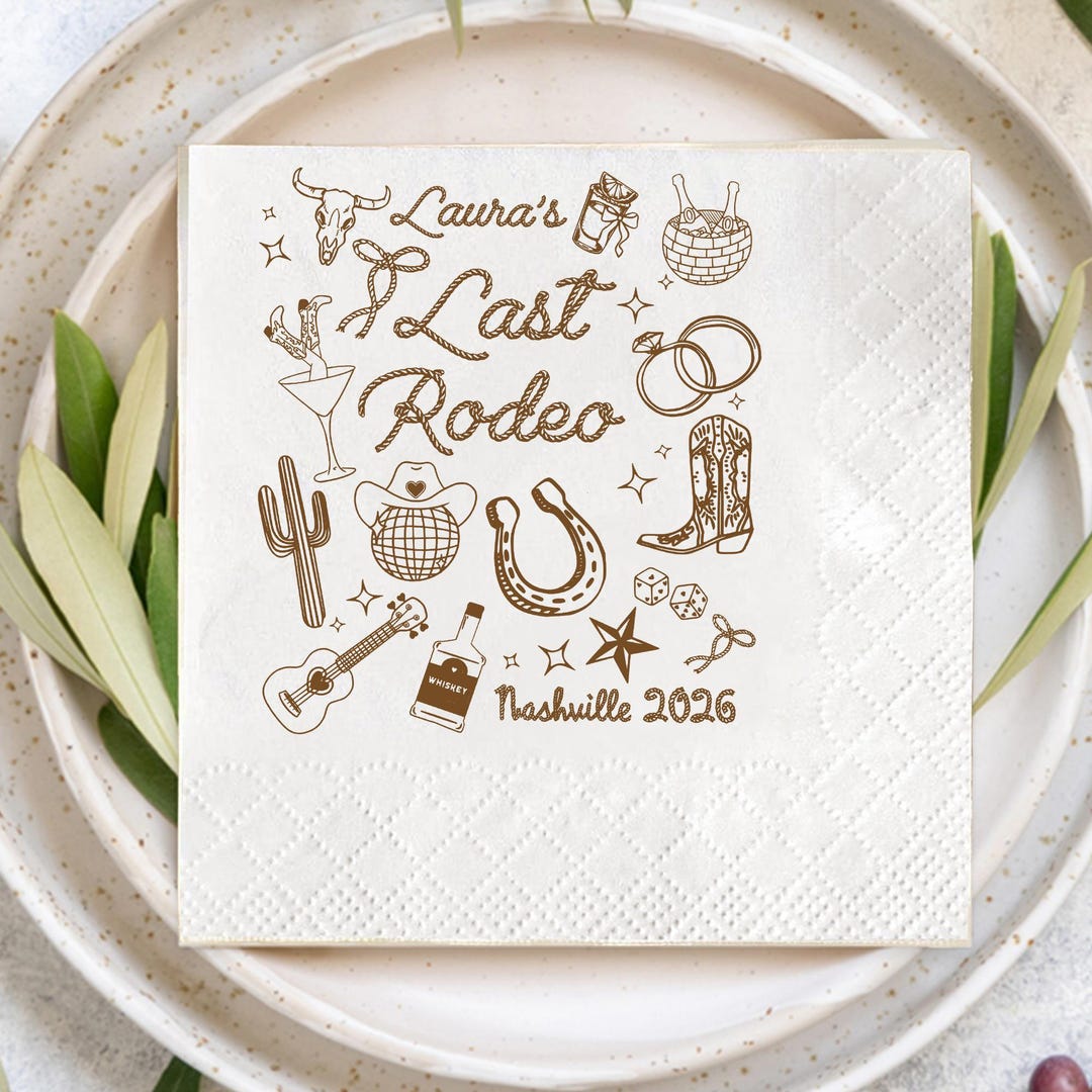 Western Bachelorette Party Napkins, Last Rodeo Cowgirl Bridal Shower ...