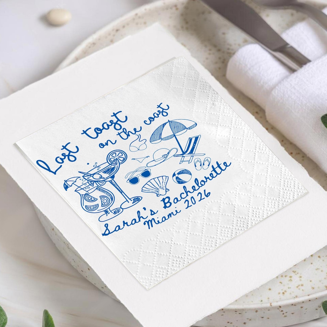 Bachelorette Party Napkins, Custom Beach Bachelorette Napkins, Last ...