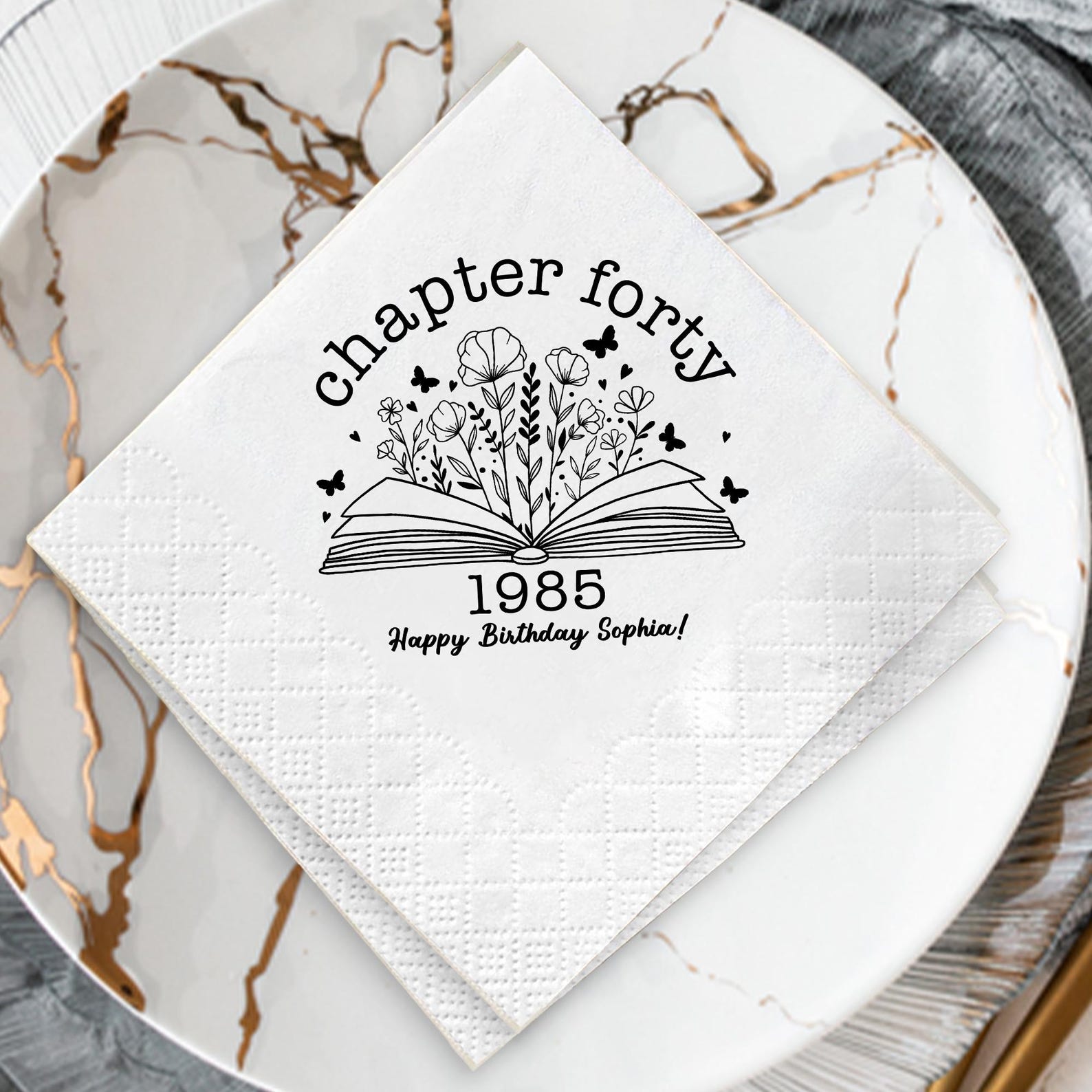 Chapter Birthday Napkins, Book Theme Birthday Party Decor, Custom ...