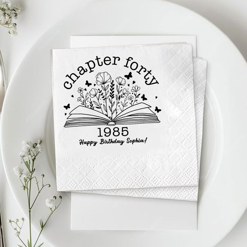 Chapter Birthday Napkins, Book Theme Birthday Party Decor, Custom ...