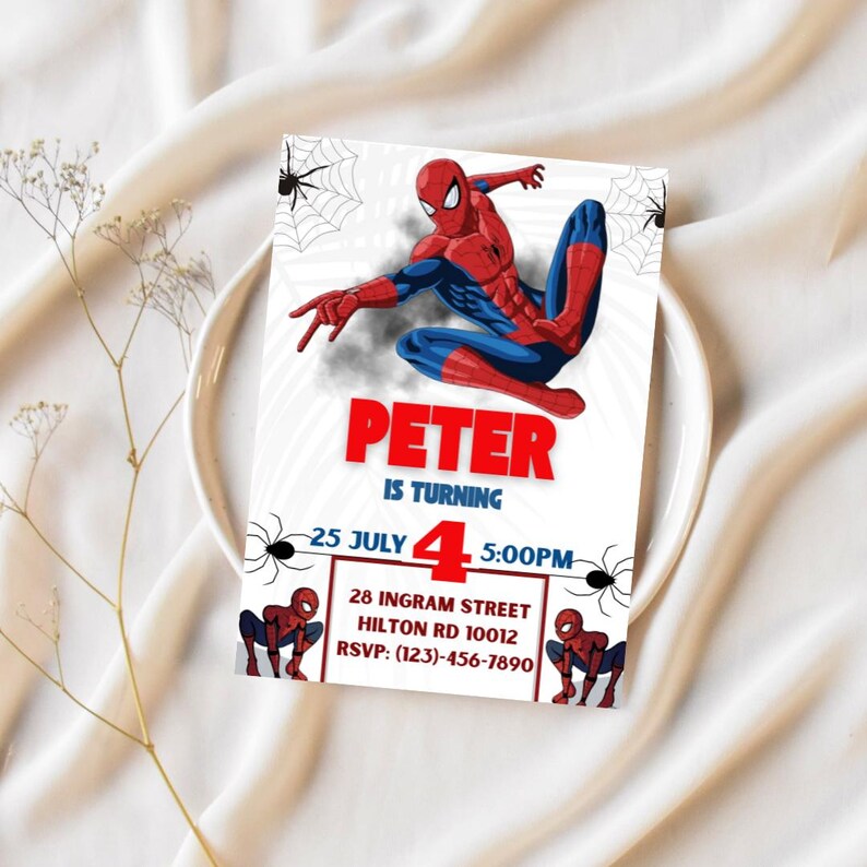 Spiderman Editable Birthday Invitation Card Digital Download Mobile ...