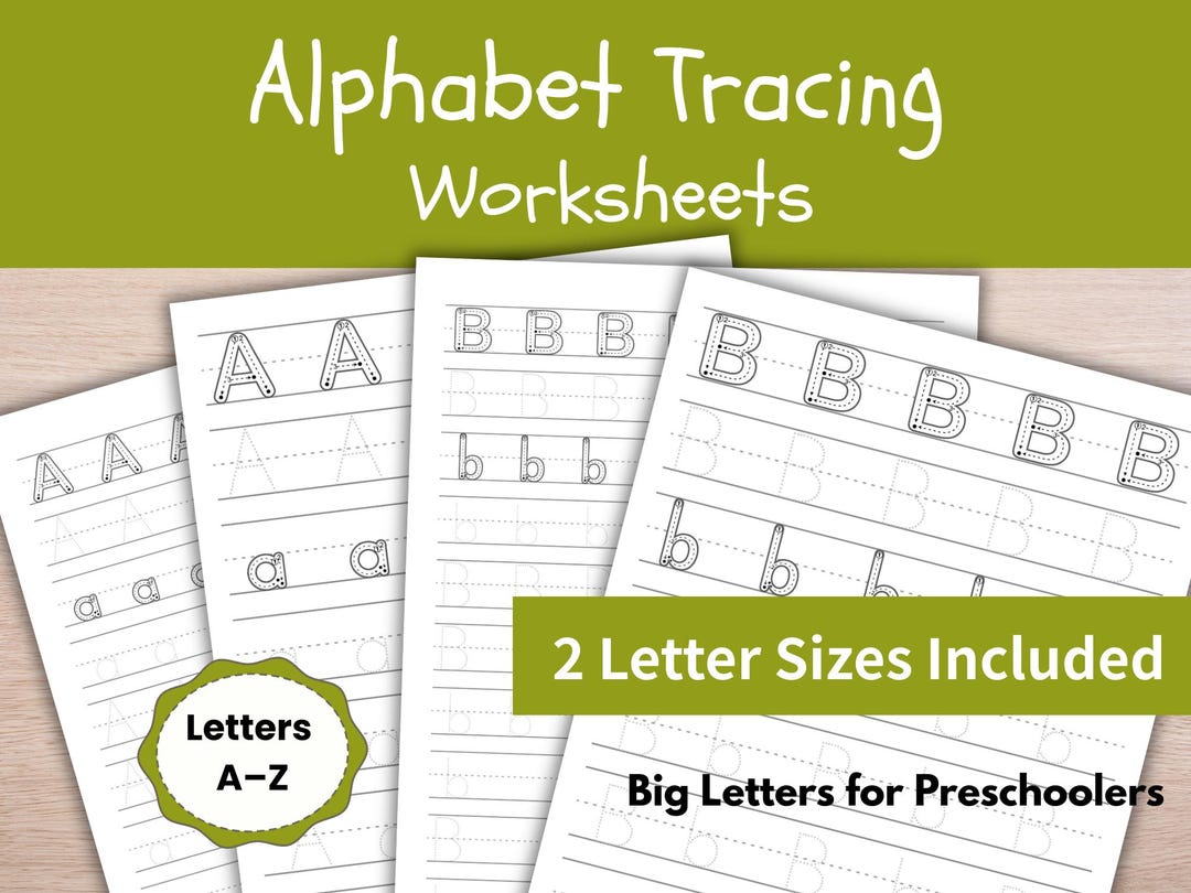 Alphabet Tracing Worksheets A–Z | Big Letter Preschool Handwriting ...